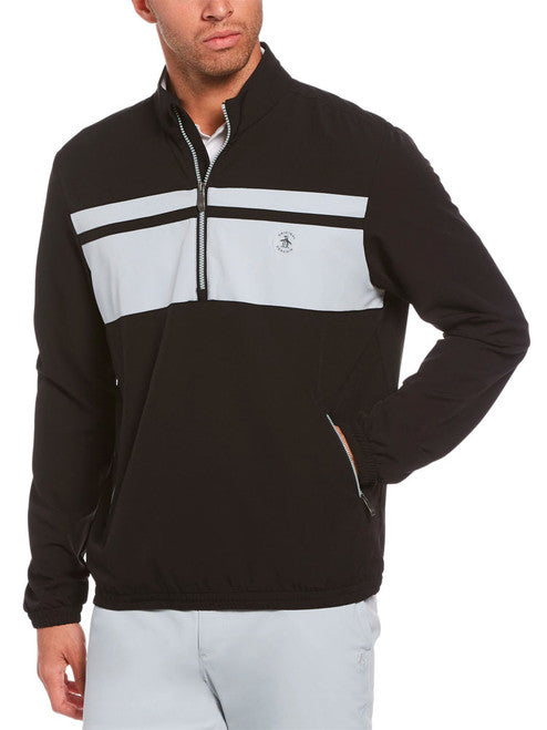 Original Penguin Mens Blocked 1/4 Zip Wind Shirt Jacket - CAVIAR – Golf ...